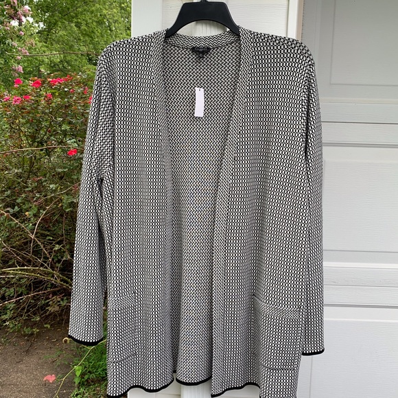 Talbots | Sweaters | Nwt Talbots Pretty Black Cream Rectangles Pattern ...